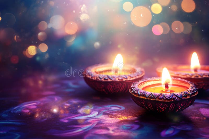 Diwali Decorations on a Dynamic Abstract Background Stock Illustration ...
