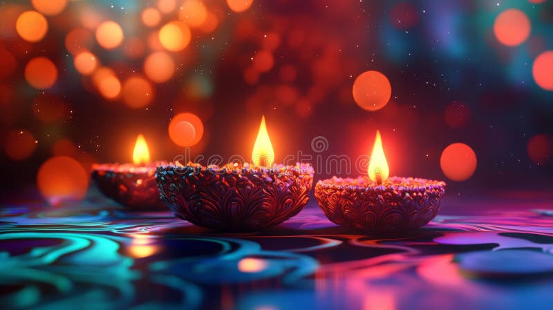 Diwali Decorations on a Dynamic Abstract Setting Stock Illustration ...