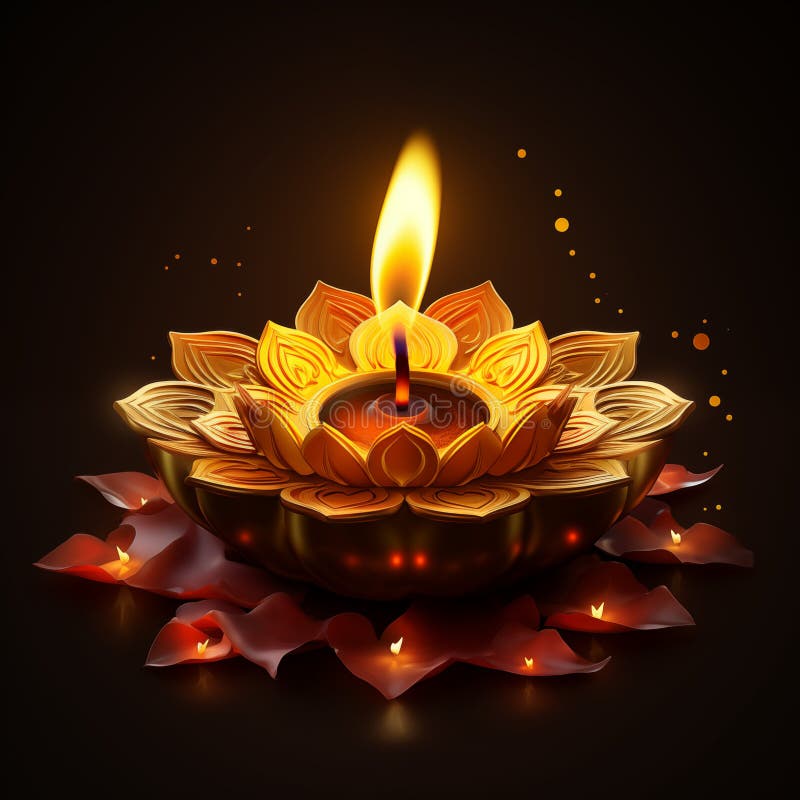Diya Burning Bright, Traditional Hindu Ceremony Delight Generated by AI ...