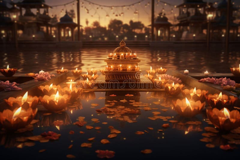 Diwali Event Backdrop with Glimpses of Stock Illustration ...