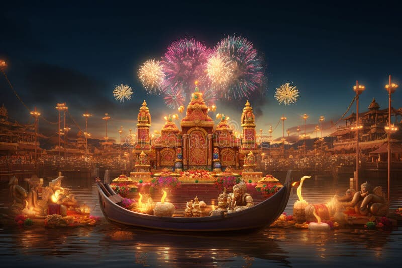 Diwali Festival Backdrop Showcasing the Stock Illustration ...
