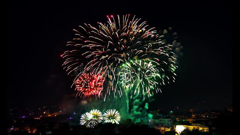 Diwali Firework Display Lighting Up the Night Sky, with Bursts of Color ...