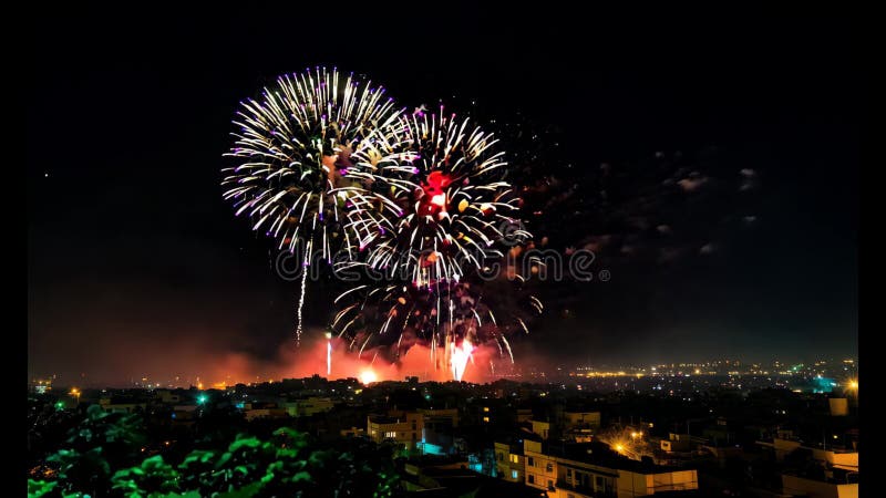 Diwali Firework Display Lighting Up the Night Sky, with Bursts of Color ...