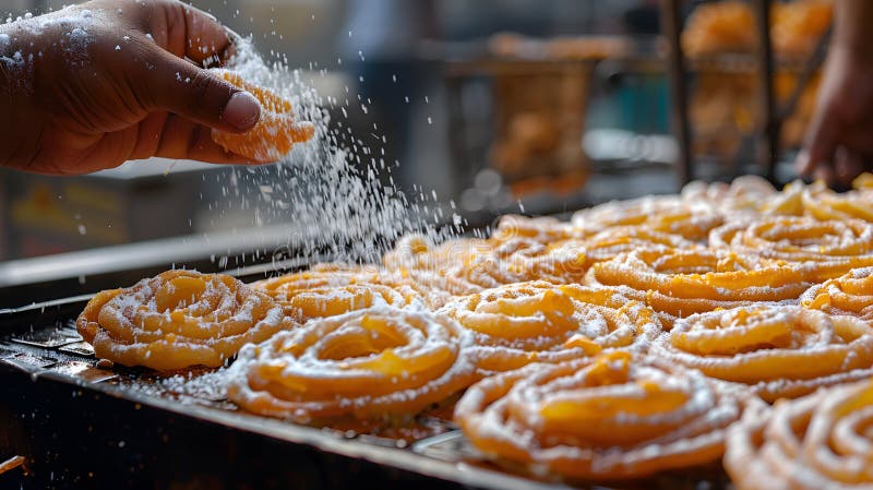 Hand Sprinkling Powdered Sugar Over Fresh Stock Illustration ...