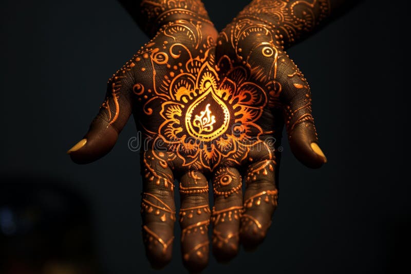 Diwali Henna Designs on Hands Showcasing Stock Illustration ...