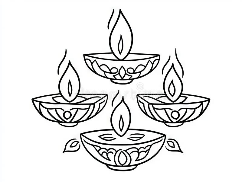 Diwali lamp coloring page stock illustration. Illustration of themed ...