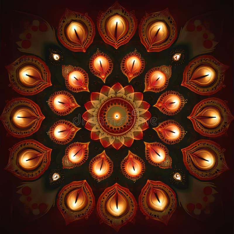 Diwali Layout Pattern Featuring Symmetrical Arrangements of Glowing ...