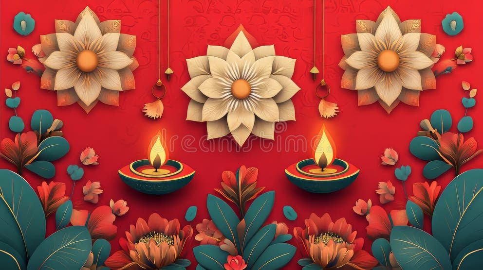 Diwali Layout Pattern with Traditional Elements Arranged in a ...