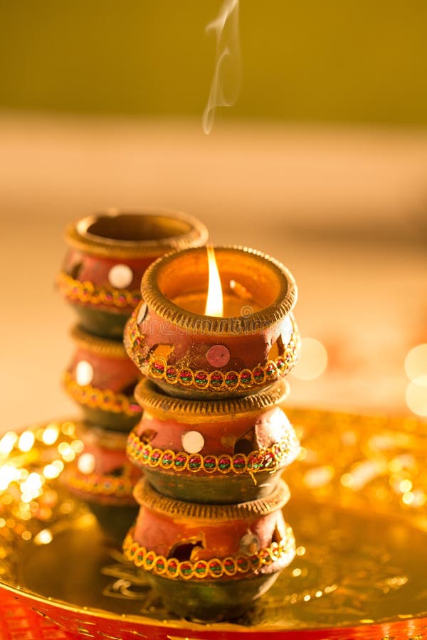 Diwali lights and diyas stock image. Image of nearby - 100281383