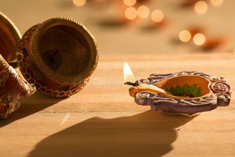 Diwali lights and diyas stock image. Image of indian - 100281233