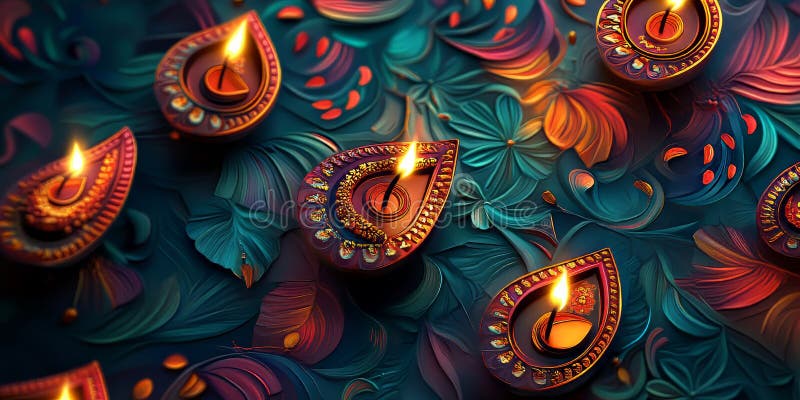 Diwali Poster Layout Featuring Colorful Diyas Stock Illustration ...