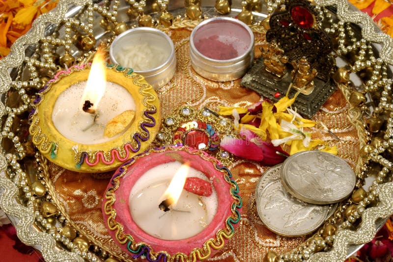 Diwali prayer arrangement stock photo. Image of luxmi - 16678044