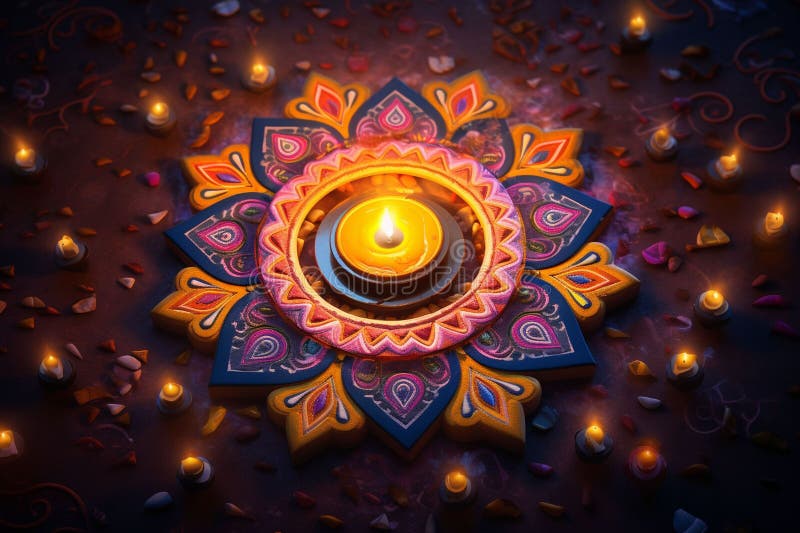 Diwali Rangoli Art Depicting Intricate Patterns Stock Illustration ...