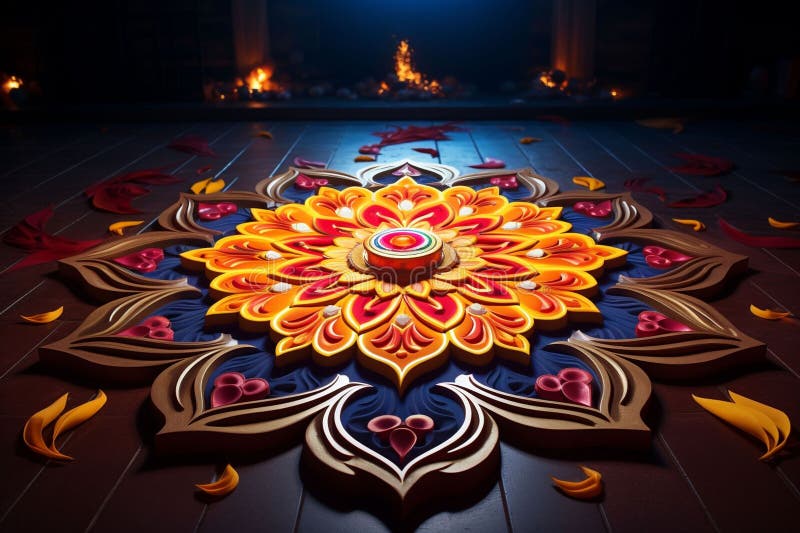 Diwali Rangoli Design Incorporating Auspicious Stock Illustration ...