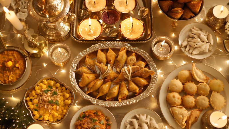 Table Set for Diwali Dinner with an Array Stock Illustration ...