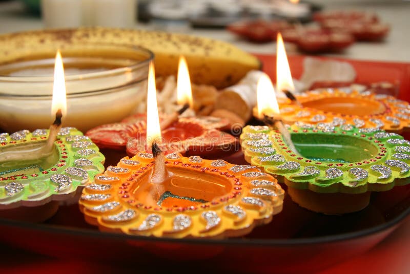 Diwali Thali with Decorated Diya Stock Image - Image of diya, deepak ...