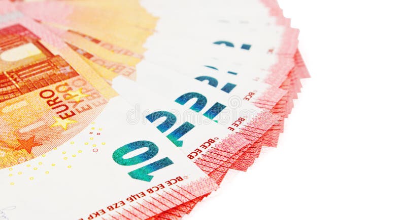 Dix Notes D'euros Sur L'affichage Sur Un Fond Blanc Photo stock - Image ...