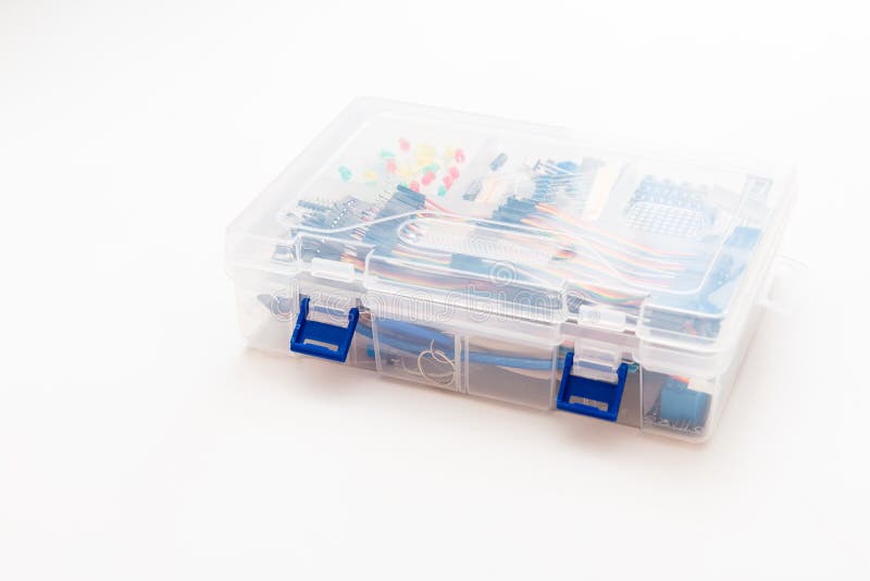 DIY Arduino. Flat Layout on White Background, Copy Space. Electronic ...