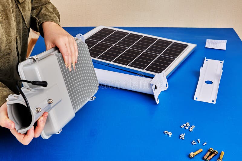 DIY Assembly of Outdoor Lighting, LED Light with Solar Panel Will Be ...