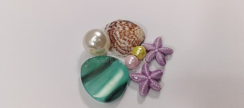 Diy Beads: Star Fish, Pearl, Sea Shells. Stock Photo - Image of hand ...