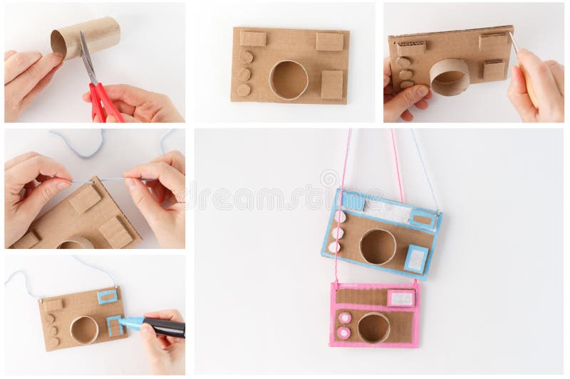DIY Cardboard Camera Craft Step-by-step Assembly. Cutting, Assembling a ...