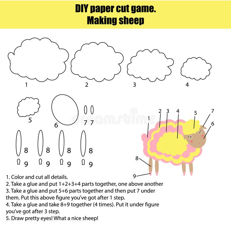 DIY Children Educational Creative Game. Make a Sheep Stock Vector ...