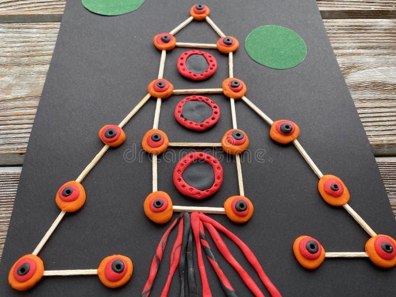 Children`s Creativity, Rocket in Space, from Plasticine and Matches ...