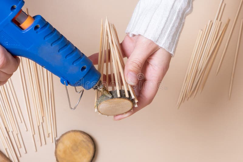 DIY Christmas Tree from Bamboo Sticks Step by Step Top View Stock Image ...