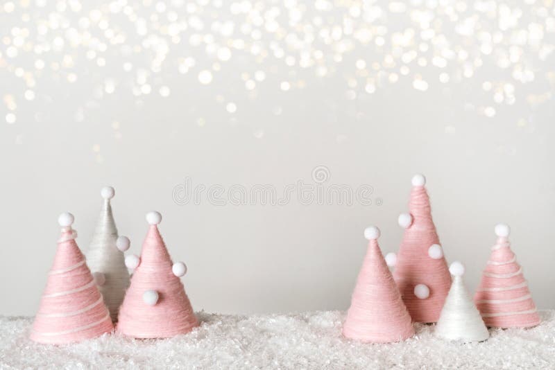 Diy Christmas Trees is Made of Pink Yarn. Eco-friendly Fluffy Christmas ...