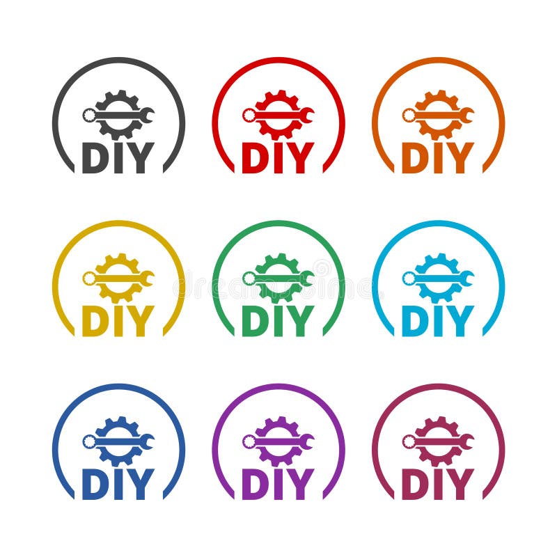 DIY Circle Logo Icon, Color Set Stock Vector - Illustration of hammer ...