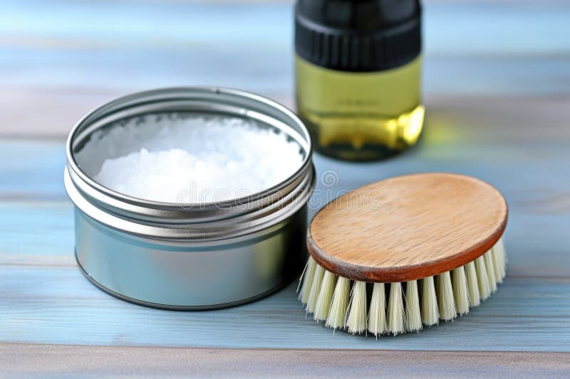 Diy Cleaning Paste in Tin Container and Brush Stock Image - Image of ...