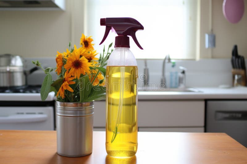 Diy Cleaning Solution Spray Bottle Near Refrigerator Stock Illustration ...