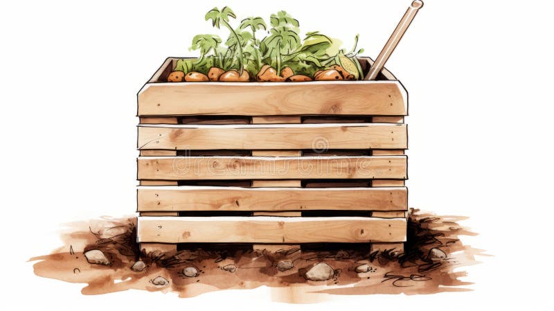 Diy Compost Bin Illustration in Icepunk Style Stock Illustration ...