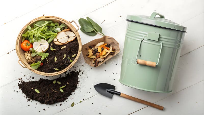 Diy Composting Setup: Flat Lay of Essential Composting Tools for Stock ...
