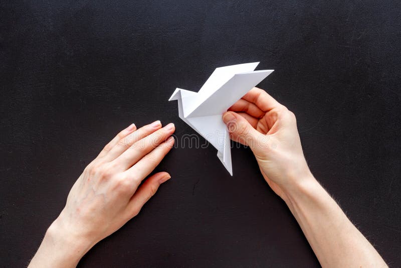 DIY Concept. Doing Origami Paper Bird, Top View Stock Image - Image of ...