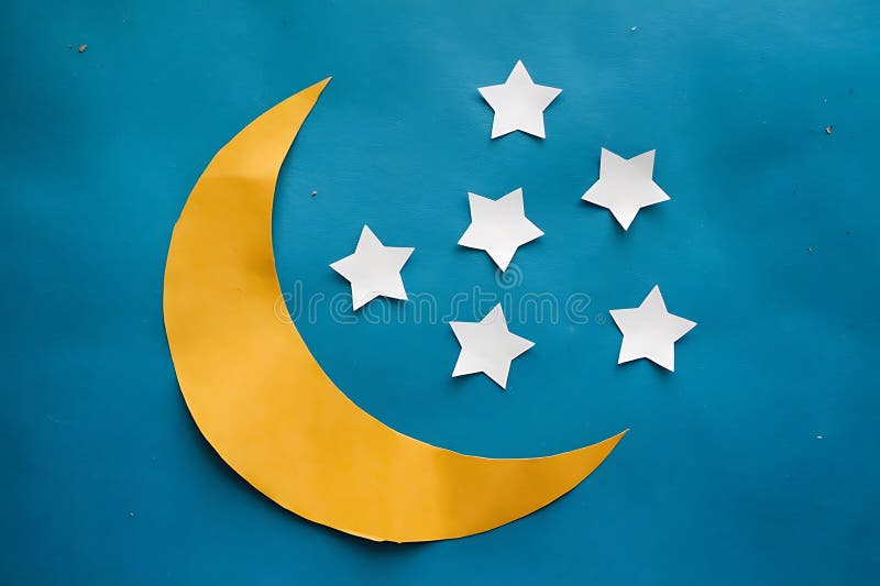 DIY Crescent Moon and Stars Craft for Ramadan Stock Illustration ...