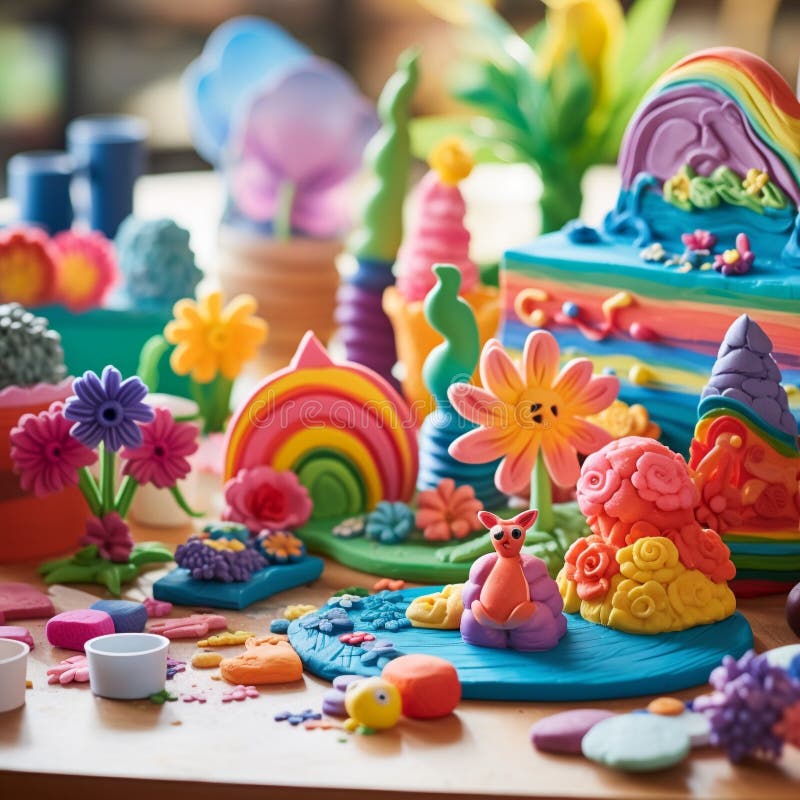 DIY Delights: Crafty Clay Creations Stock Photo - Image of whimsical ...