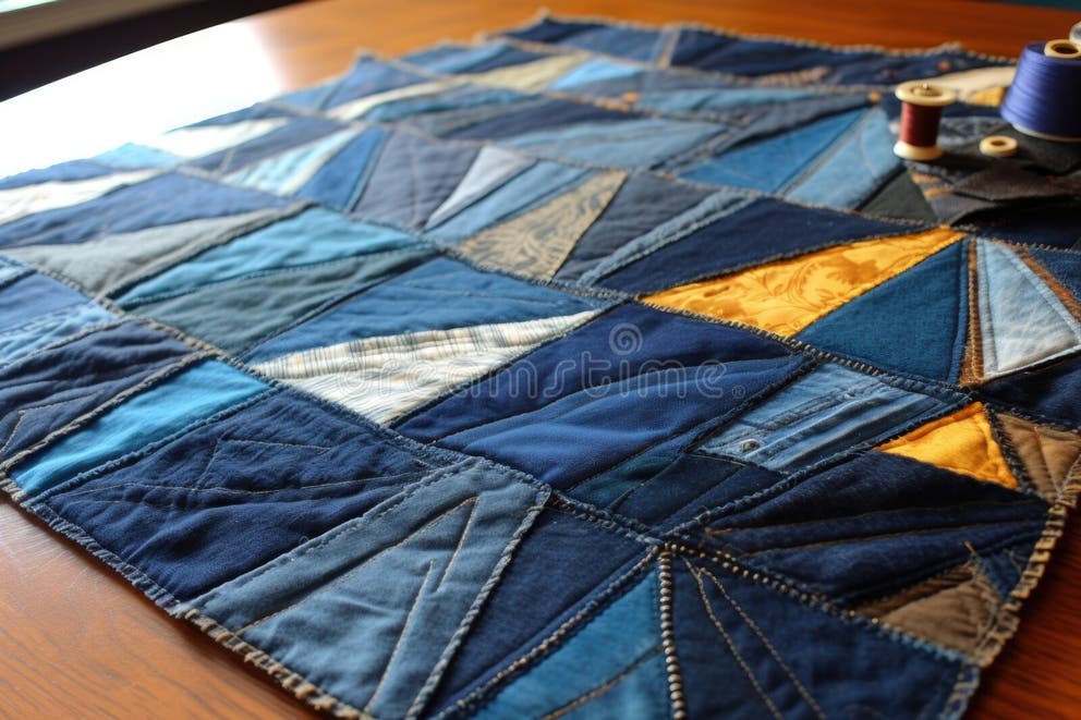 Diy Denim Patchwork Project in Progress Stock Image - Image of textile, handmade: 289294053