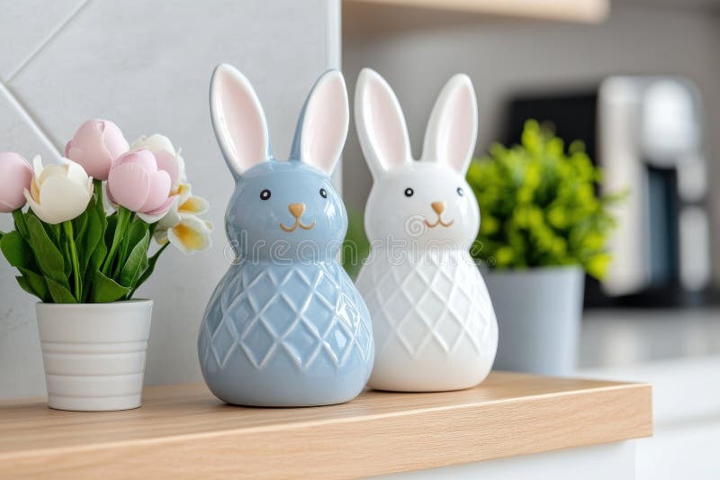 Diy Easter Decor Display, Homemade Easter Decor Displayed on a Wooden ...