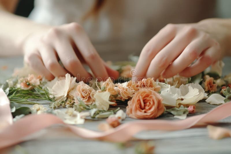 Diy Easter Wreath Crafting Close-up with Floral Arrangement for Spring ...