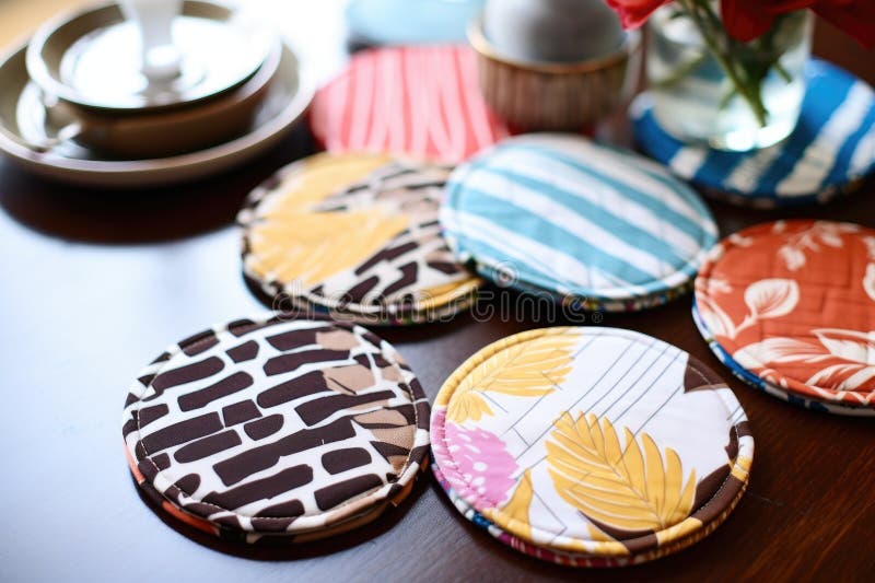 Diy Fabric Coasters with Various Patterns Stock Illustration ...