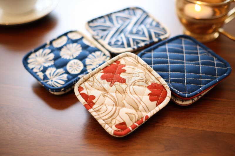 Diy Fabric Coasters with Various Patterns Stock Illustration ...