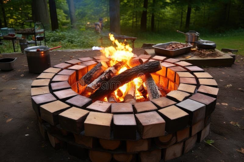 Diy Fire Pit with a Grill for Outdoor Cooking Stock Image - Image of ...