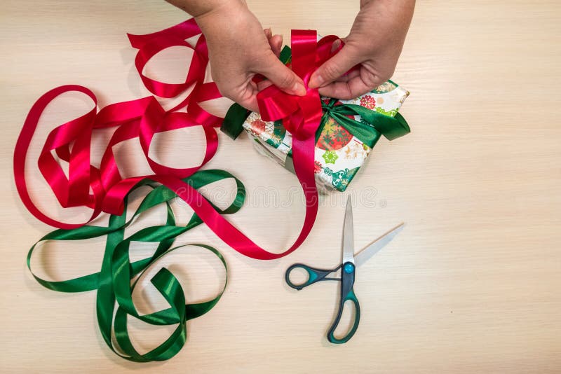 DIY Gift Wrapping Step by Step, Do it Yourself Stock Image - Image of ...