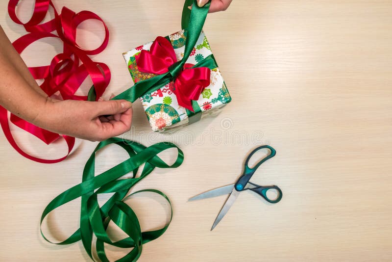 DIY Gift Wrapping Step by Step, Do it Yourself Stock Photo - Image of ...