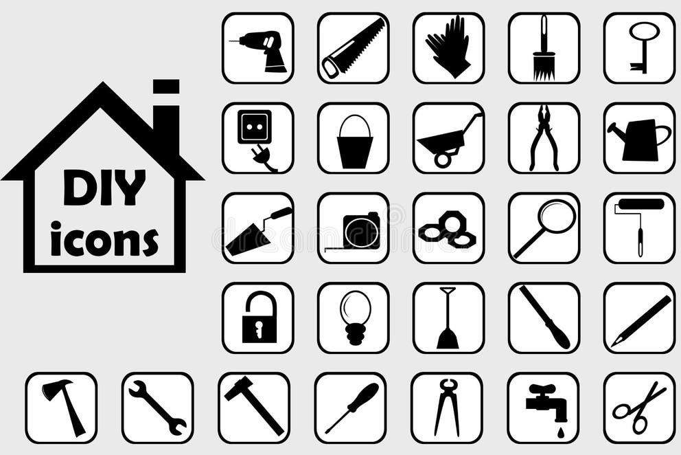 DIY icons set stock vector. Illustration of collection - 50000504