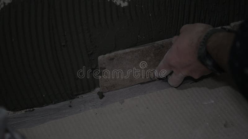 DIY Interior House Work, Man Decorates House Wall with Tiles Stock ...