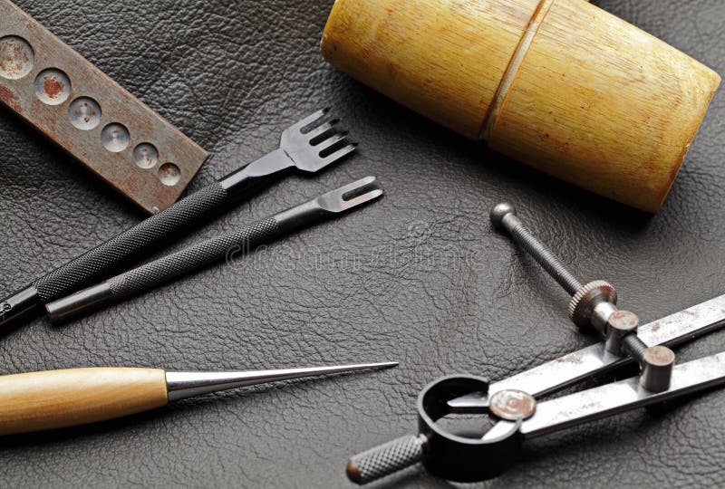 DIY leathercraft tool stock image. Image of close, wood - 38181291