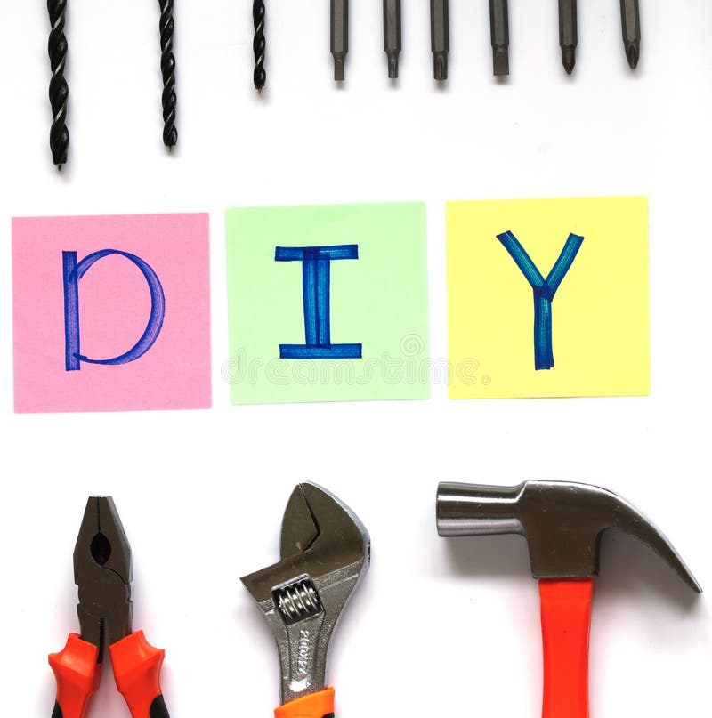 DIY Lettering in Paper and Set of Tools Space for Text on White. Stock ...