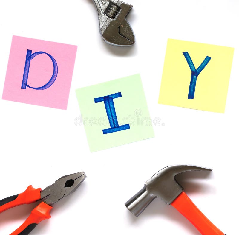 DIY Lettering in Paper and Set of Tools Space for Text on White. Stock ...